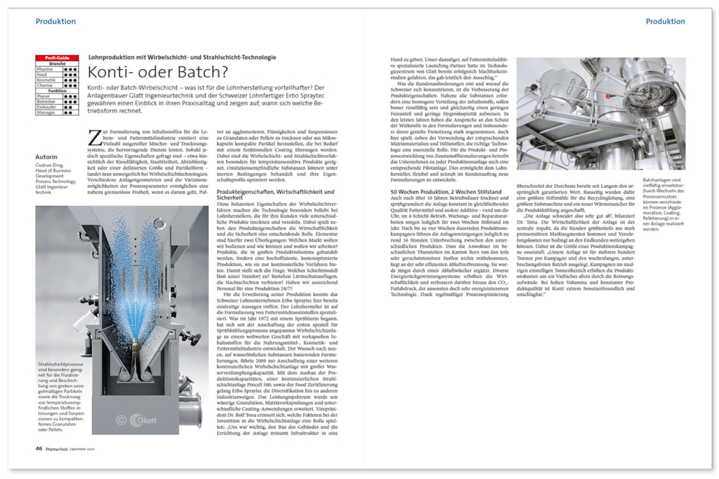 Glatt Wirbelschicht- und Strahlschichtanlagen - Food, Feed & Fine Chemicals